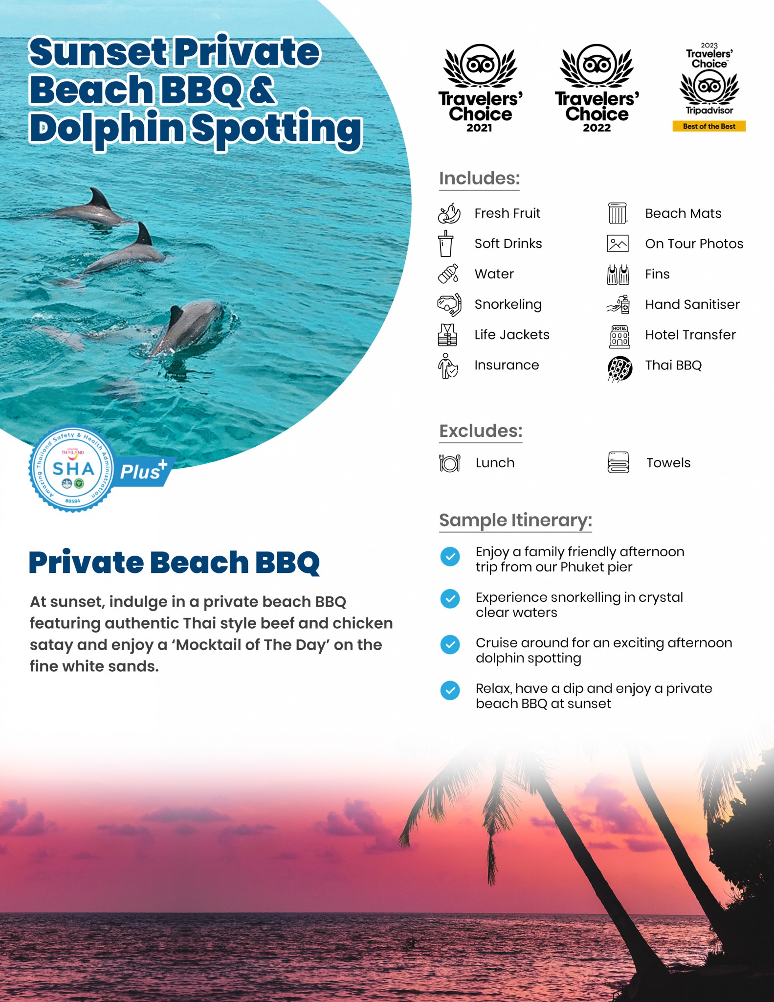 Sunset Private Beach - BBQ - Delfin Spotting Private Tour - English ...